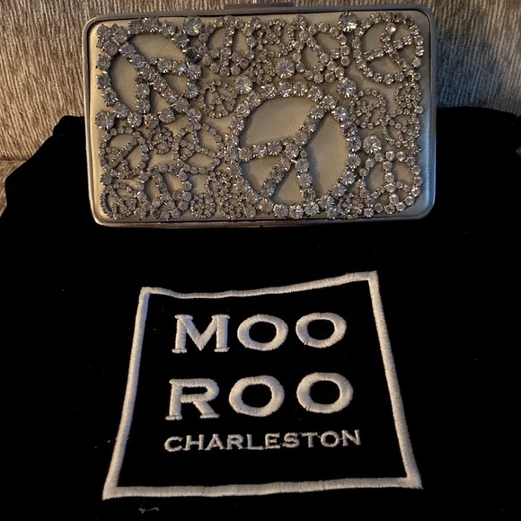 Moo Roo | Bags | Moo Roo Vintage Peace Sign Crystal Evening Bag Signed ...